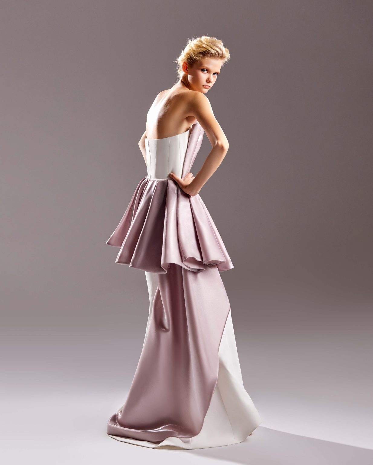 Structured Bust Taffeta Corset with Delicate Drapery - Gaby Charbachy
